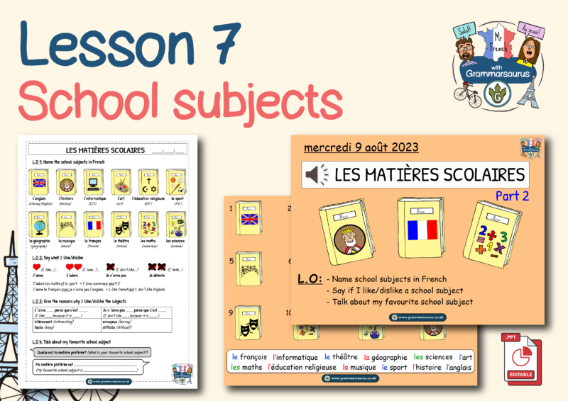 Year 4 French – School subjects – Lesson 7 - Grammarsaurus