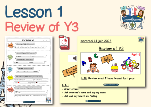 Year 4 French - Review of Year 3 – Lesson 1 - Grammarsaurus