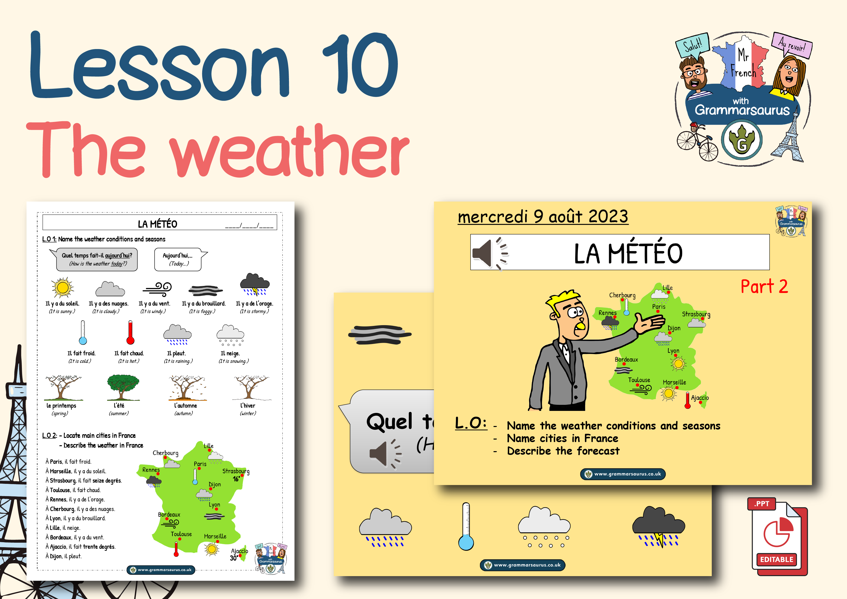Year 4 French – The weather – Lesson 10 - Grammarsaurus