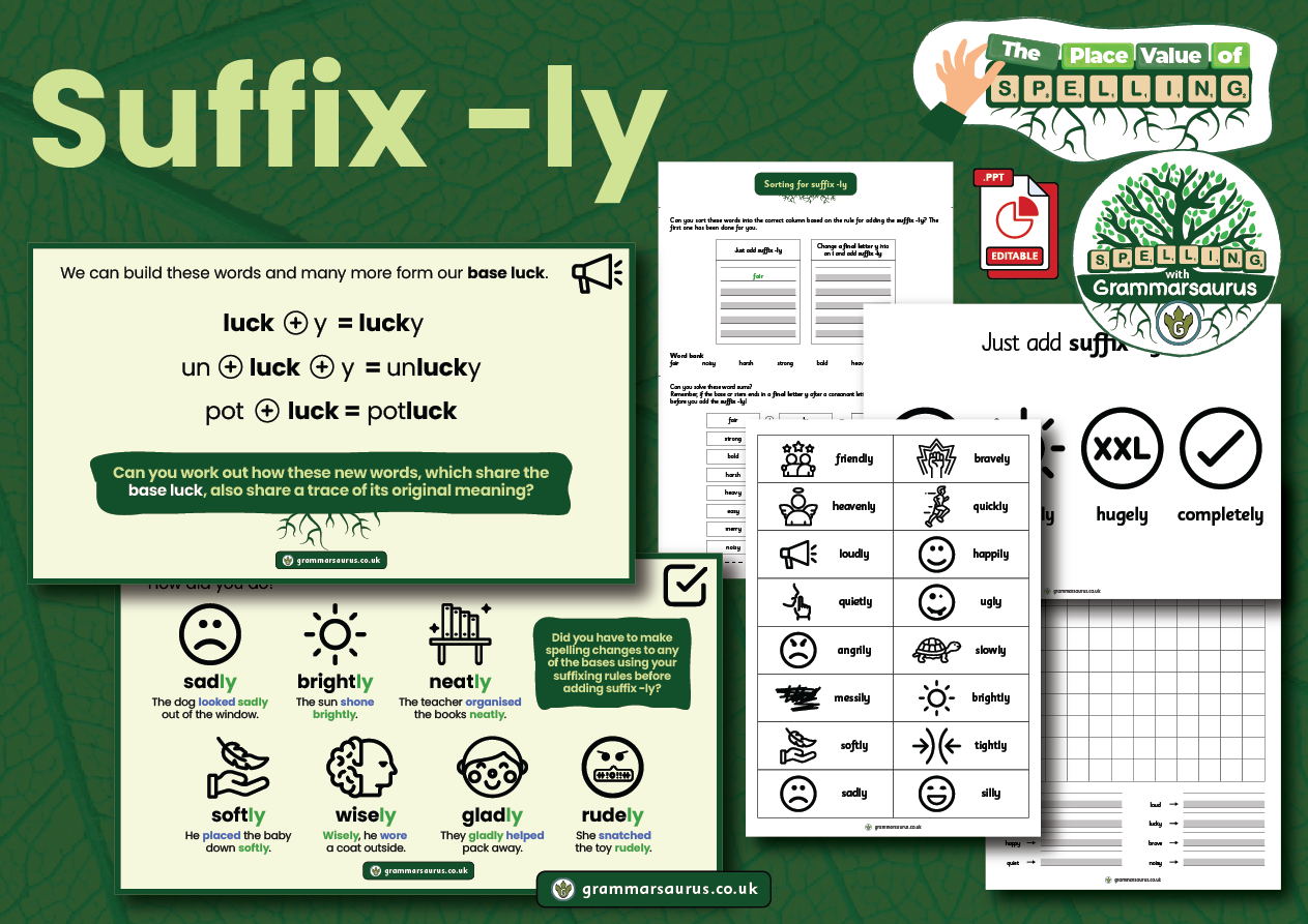 Y2 Objective 10 (Suffix -ly) - Grammarsaurus