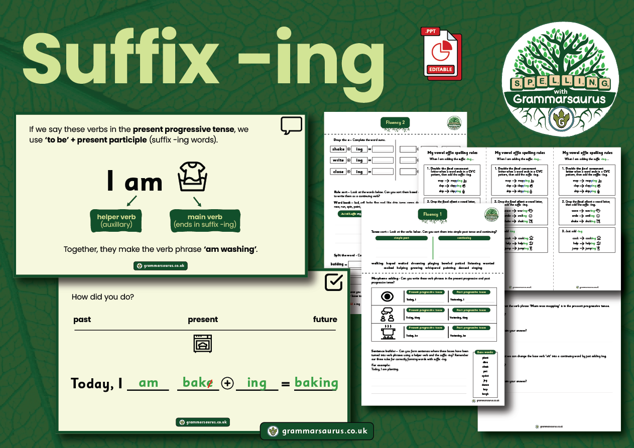Y2 Objective 7 (Suffix -ing) - Grammarsaurus