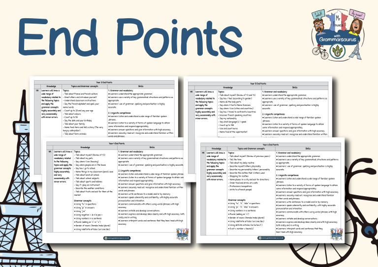French Subject Leader - End Points - Grammarsaurus