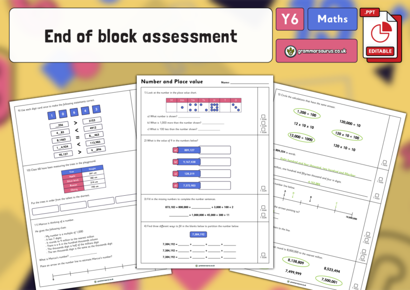 End of block assessment ad - Grammarsaurus