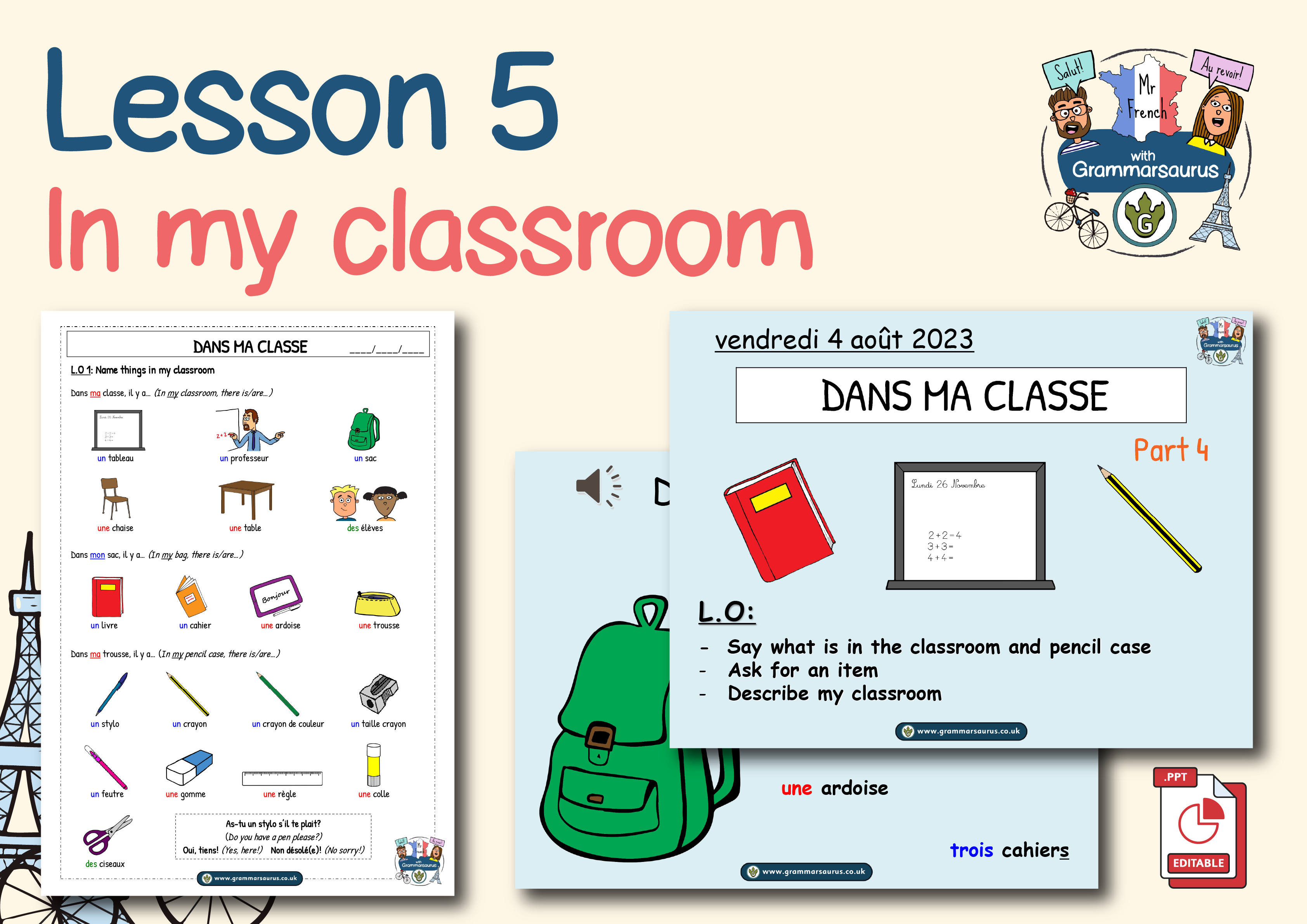 Year 4 French – In the classroom – Lesson 5 - Grammarsaurus