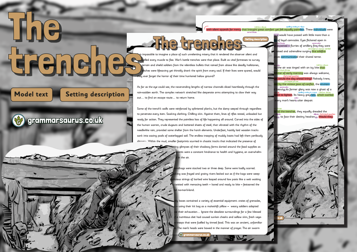 Year 6 Model Text – Setting Description – The trenches - Grammarsaurus