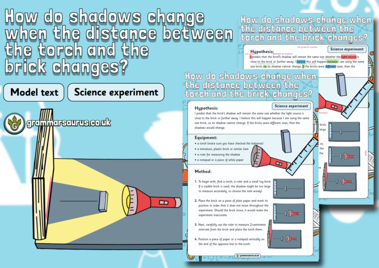 Year 4 Model Text – Science Experiment – How do shadows change when the ...