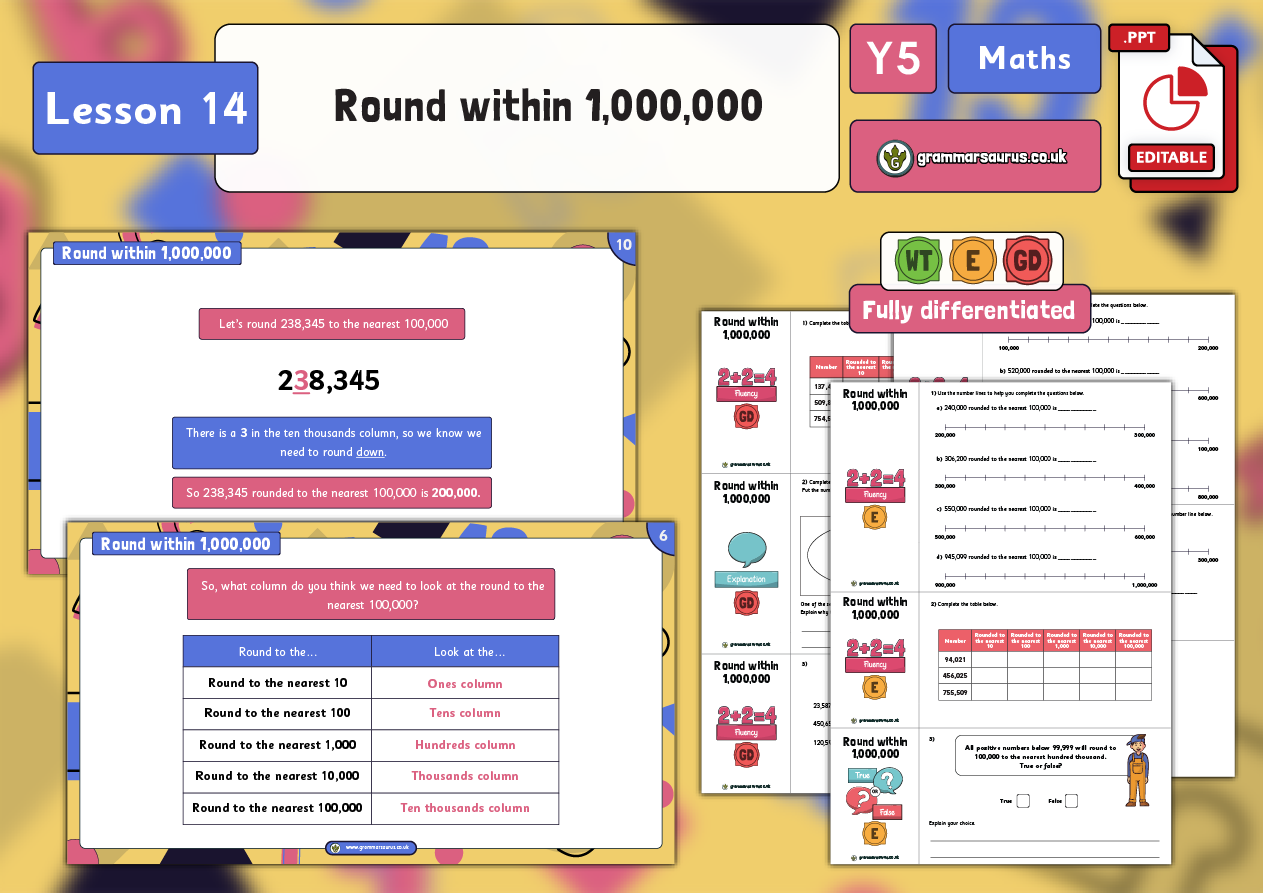 Year 5 Place Value – Round within 1,000,000 – Lesson 14 - Grammarsaurus