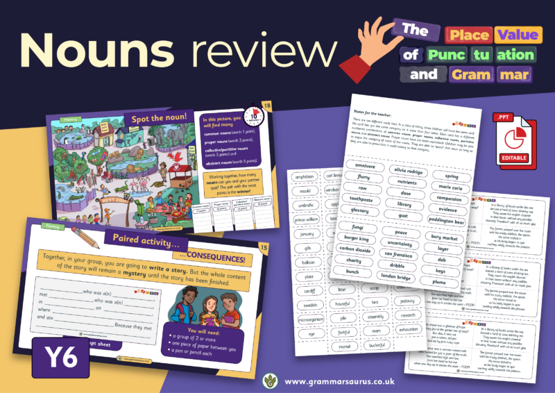 Year 6 The Place Value of Punctuation and Grammar – Nouns review ...