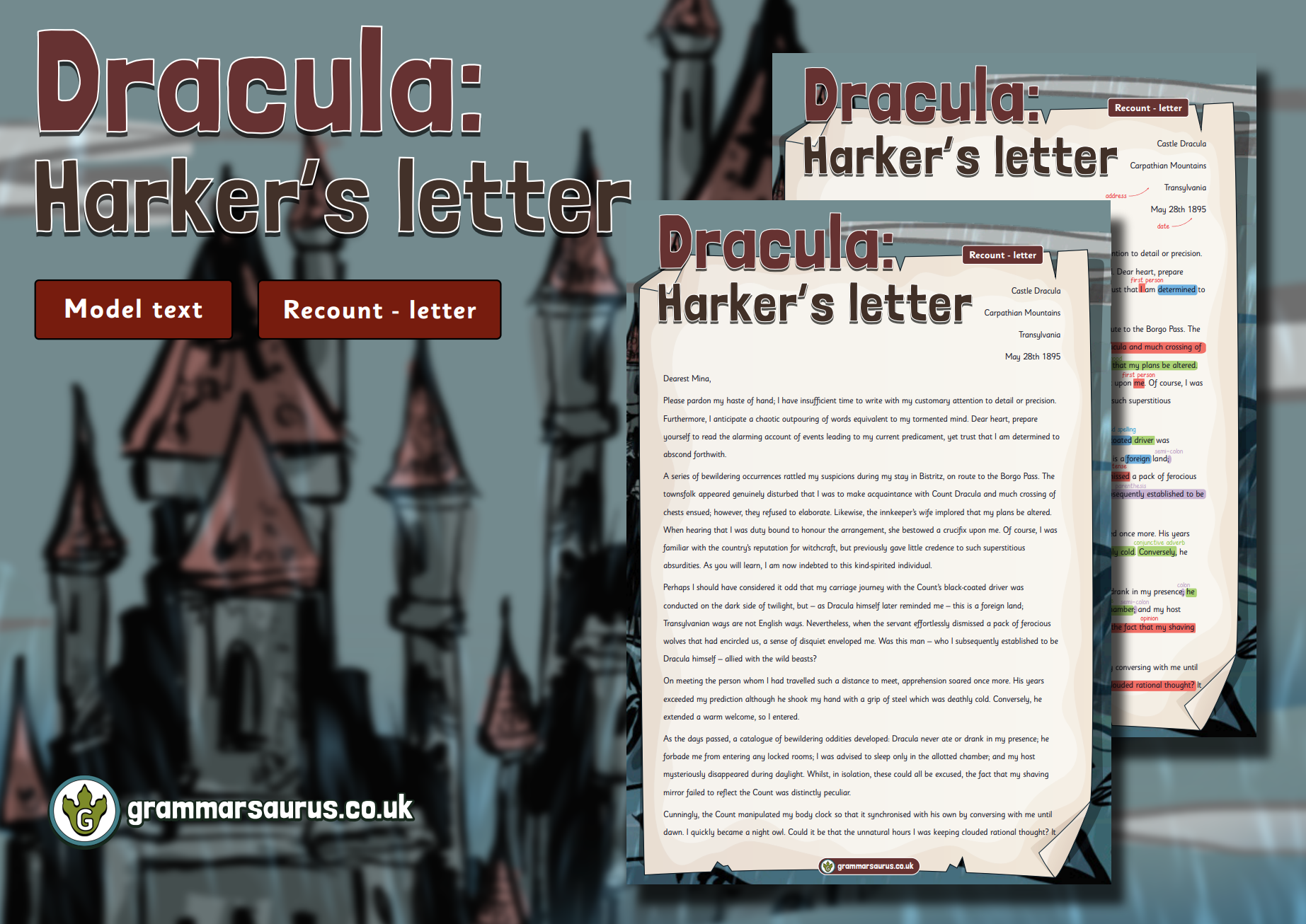 Year 6 Model Text - Recount Letter - Harker's letter (Dracula ...