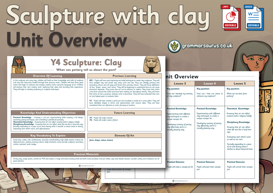 Year 4 Art - Sculpture - Unit Overview - Grammarsaurus