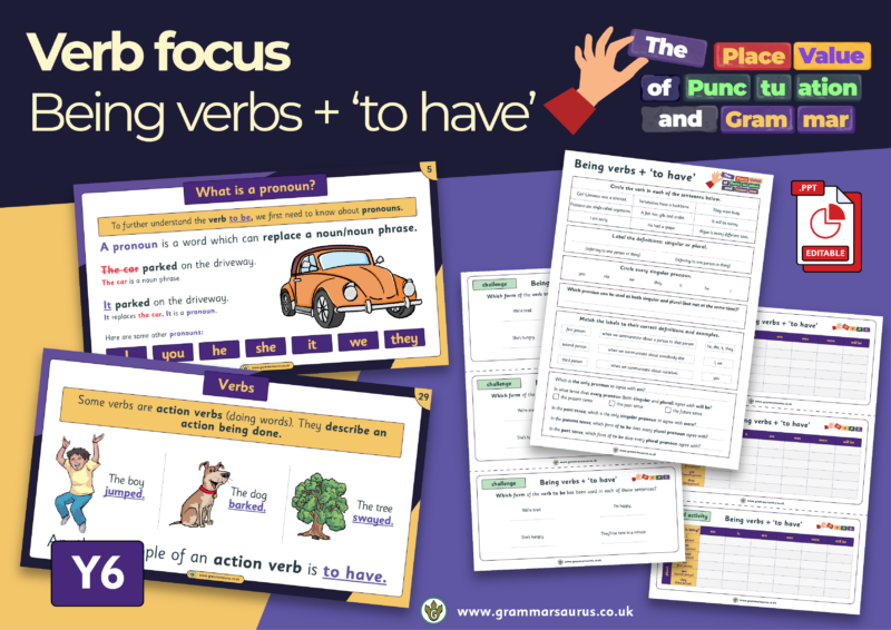Year 6 The Place Value of Punctuation and Grammar – Verb focus - Being ...