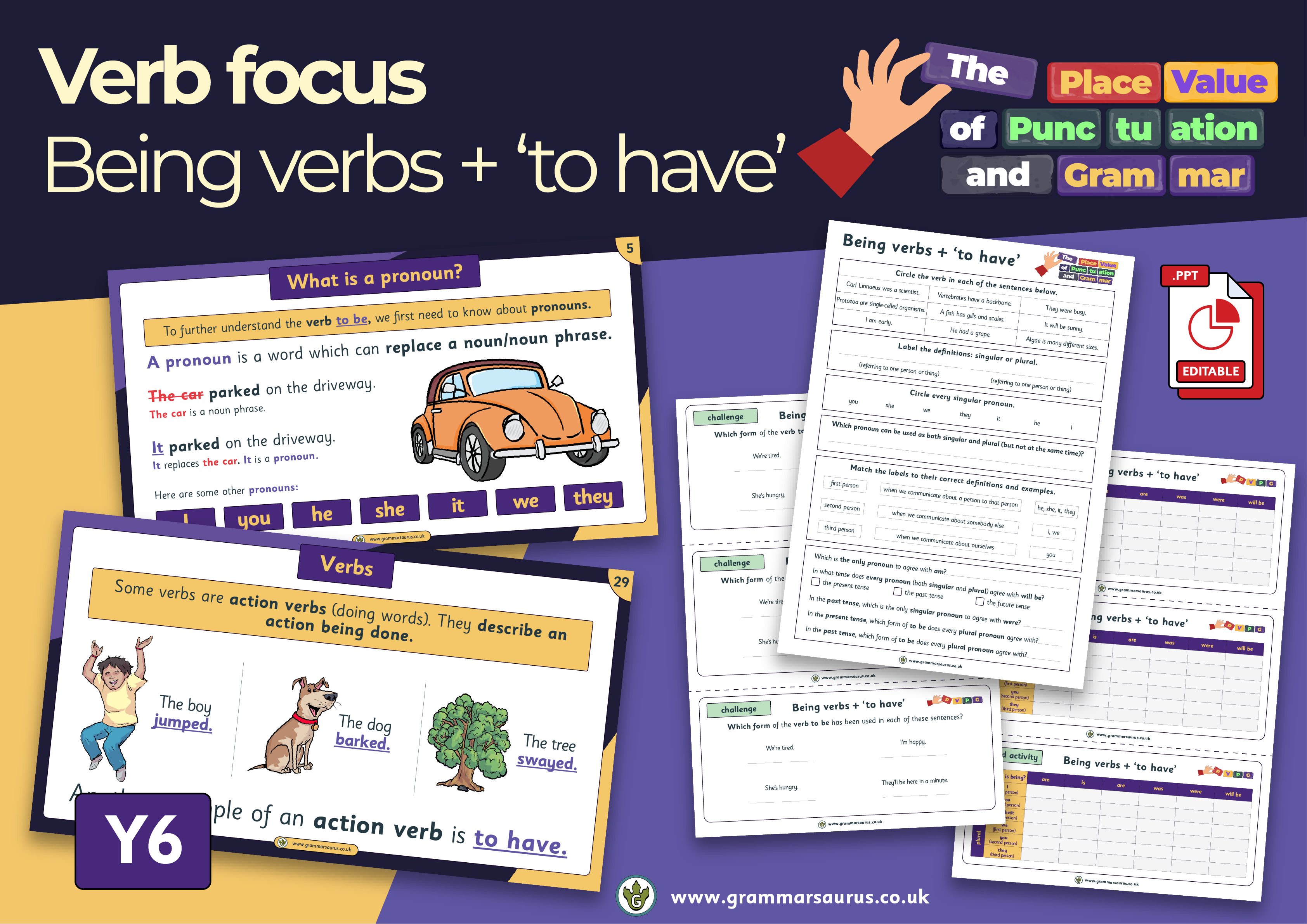 Year 6 The Place Value of Punctuation and Grammar – Verb focus - Being ...