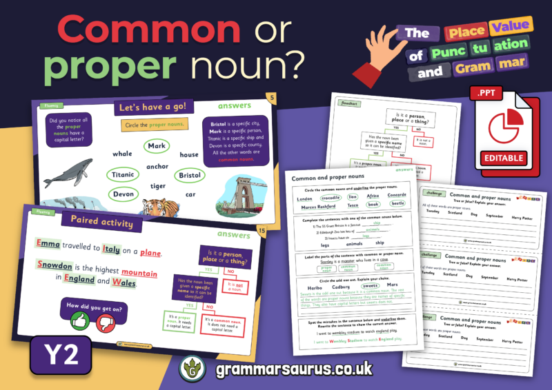 Year 2 The Place Value of Punctuation and Grammar – Common or proper ...