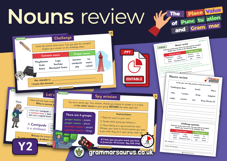 Year 2 The Place Value of Punctuation and Grammar – Nouns Review ...