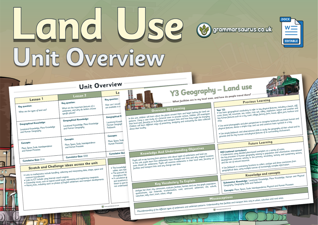 Year 3 - Land Use (Fieldwork Unit) - Page 2 of 2 - Grammarsaurus