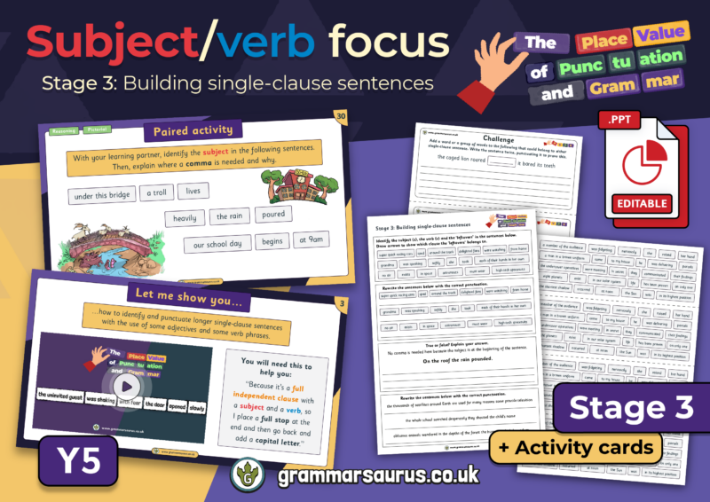 Year 5 - Place Value of Punctuation and Grammar - Building single ...