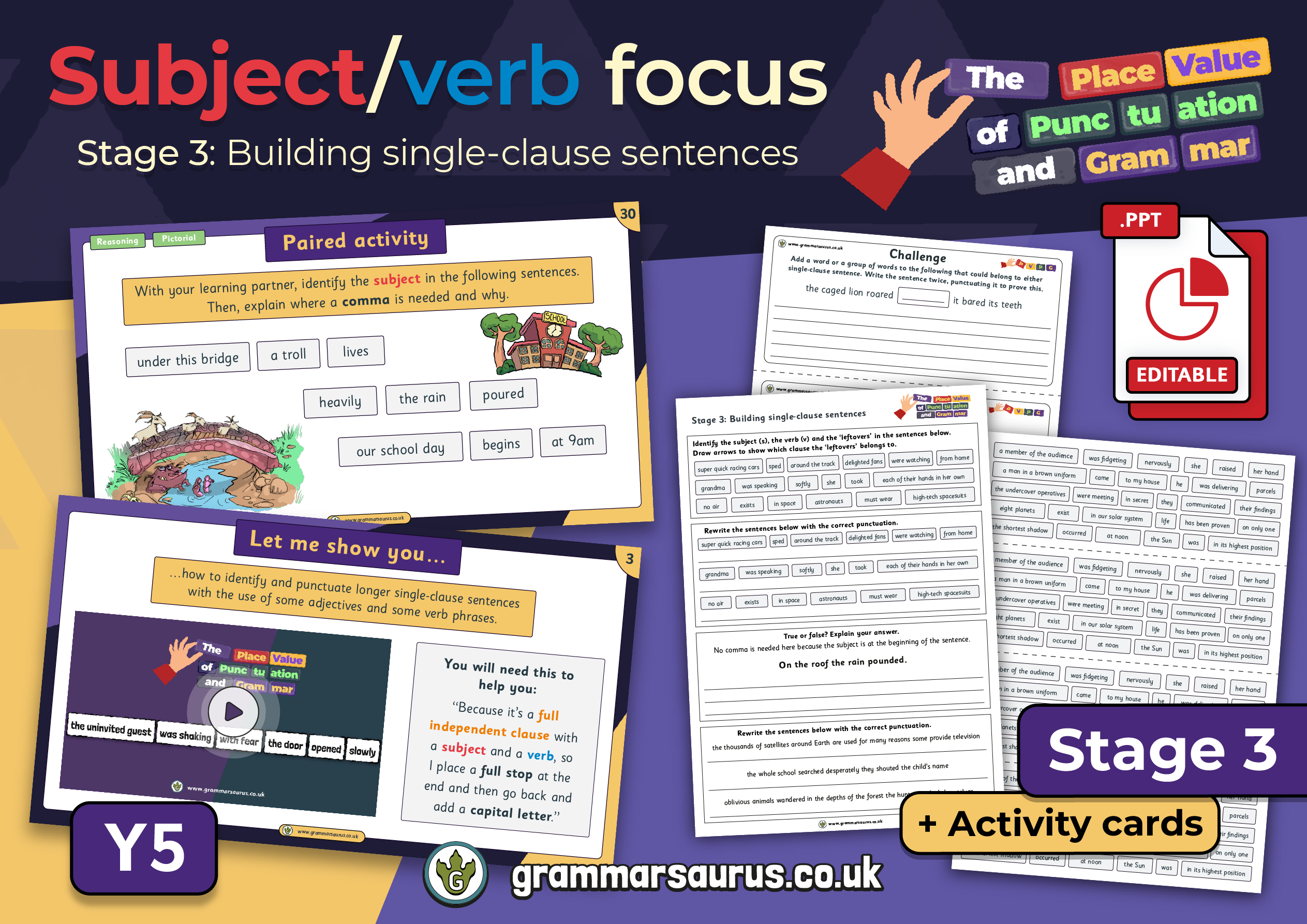 Year 5 - Place Value of Punctuation and Grammar - Building single ...