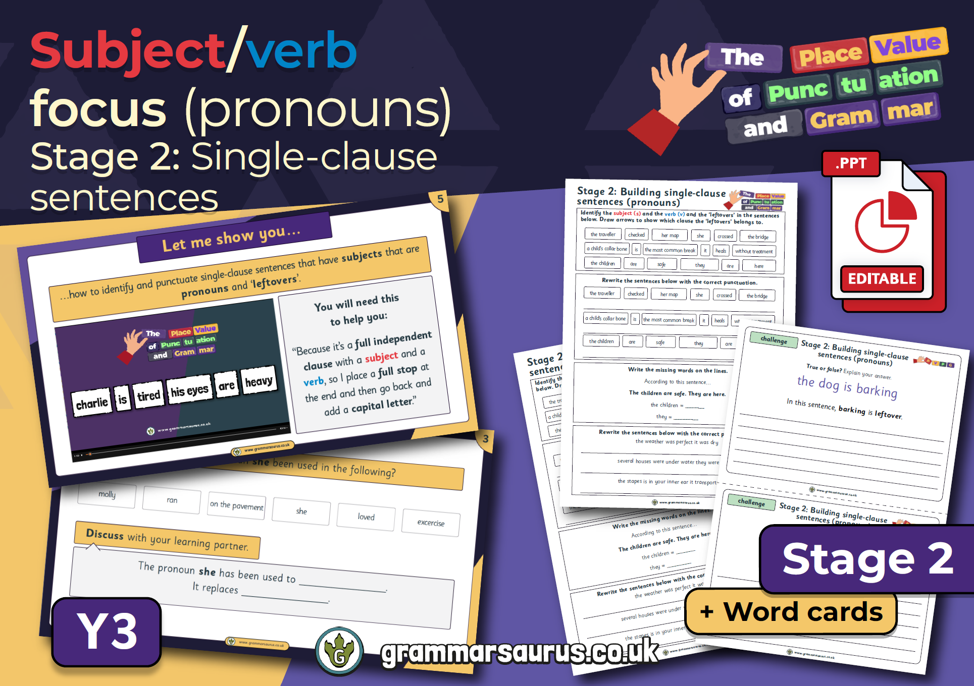 Year 3 Place Value of Punctuation and Grammar - Building single-clause ...
