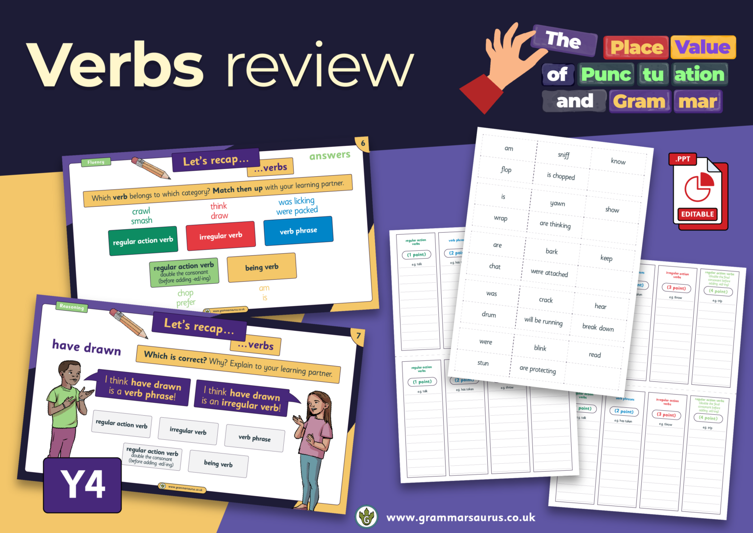 Year 4 The Place Value of Punctuation and Grammar – Verbs review ...