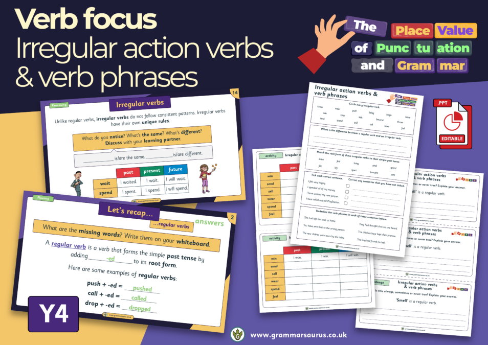 Year 4 The Place Value of Punctuation and Grammar – Verb focus ...
