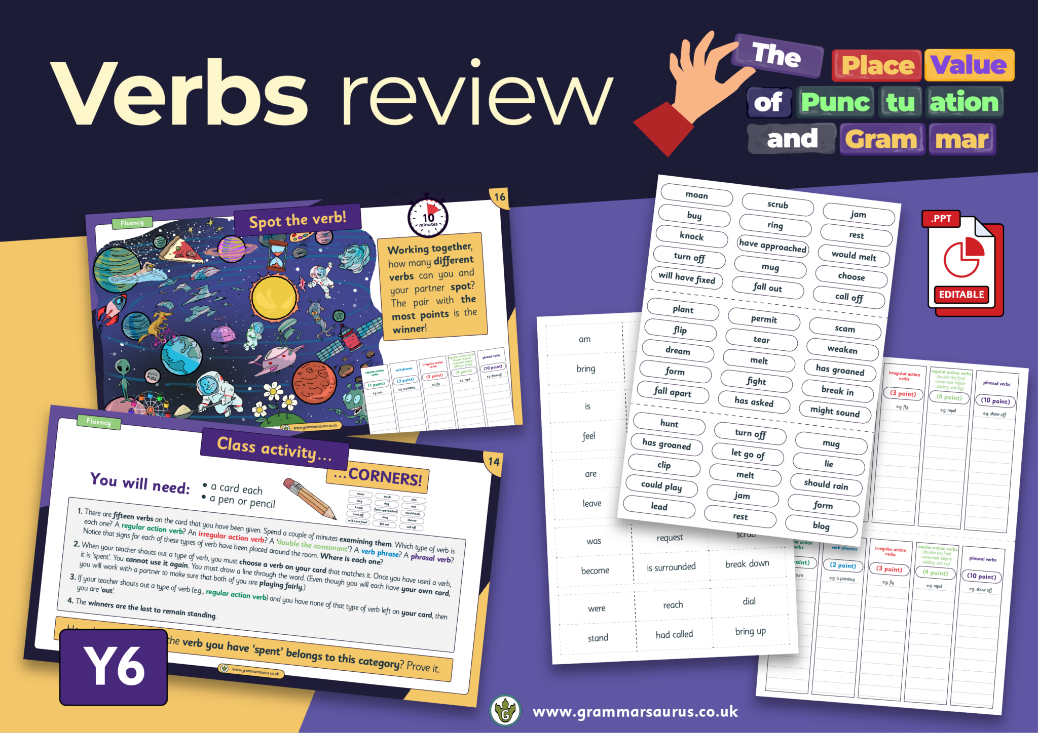 Year 6 The Place Value of Punctuation and Grammar - Verbs review ...