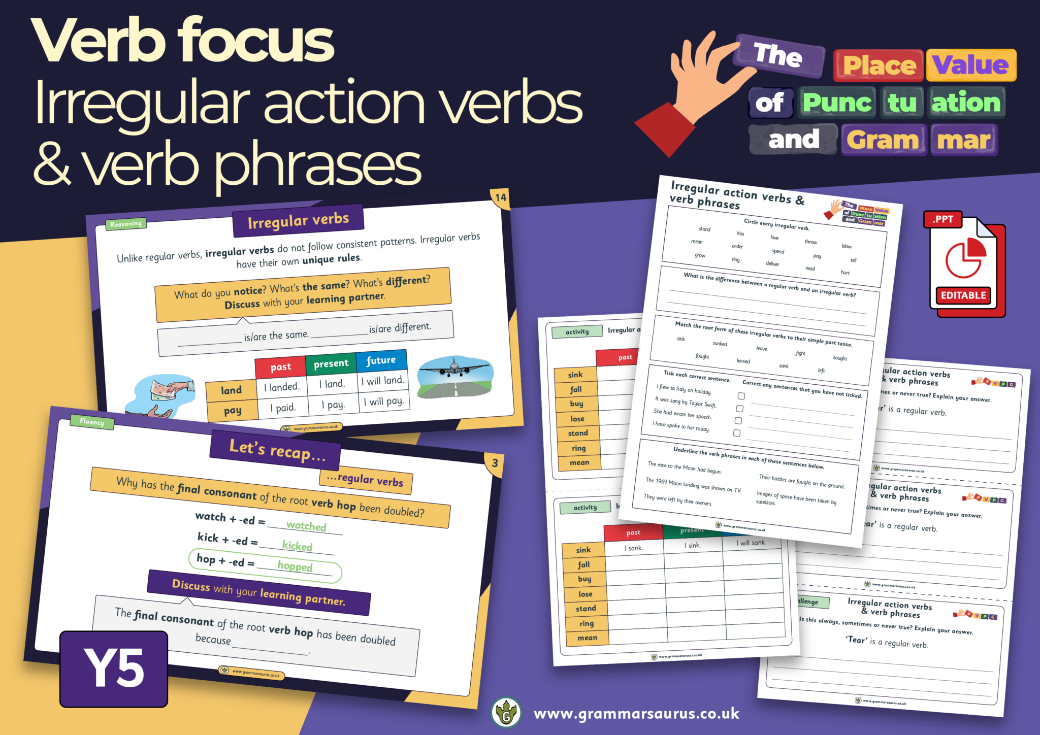 Year 5 The Place Value of Punctuation and Grammar – Verb focus ...