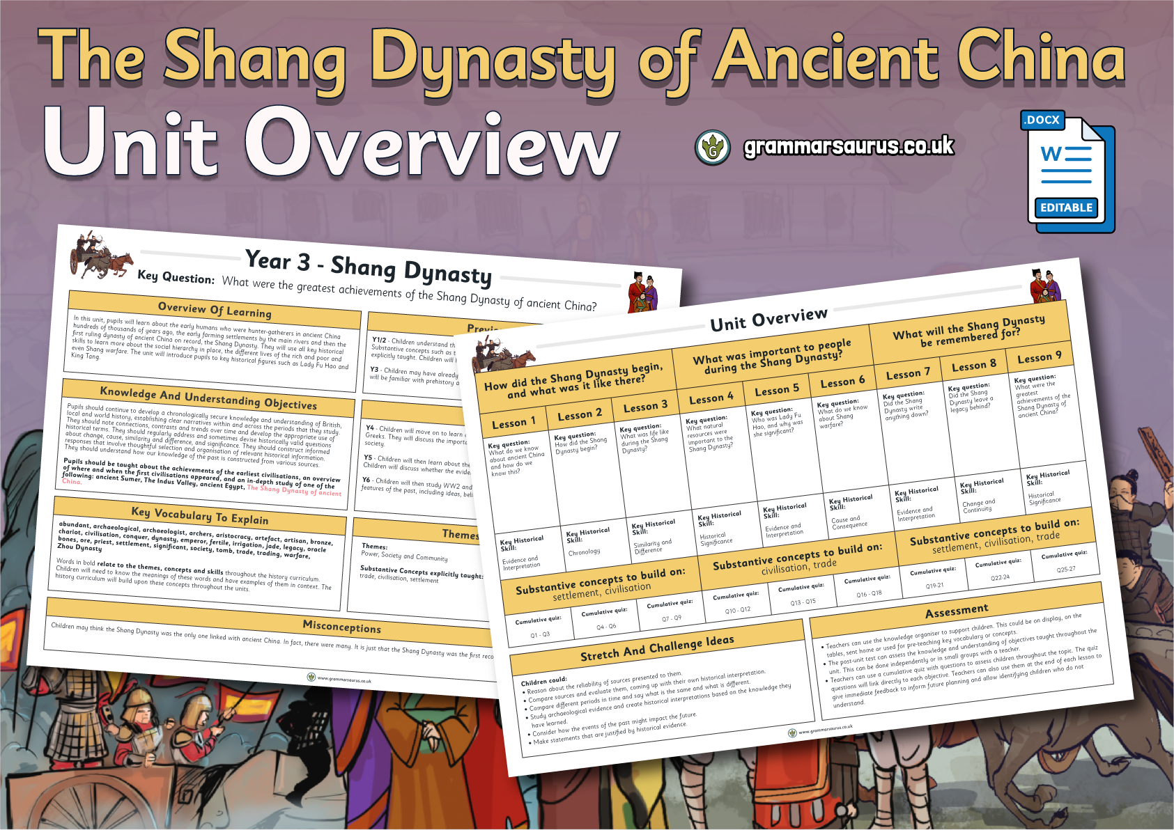 Y3 Shang Dynasty - Unit Overview - Grammarsaurus