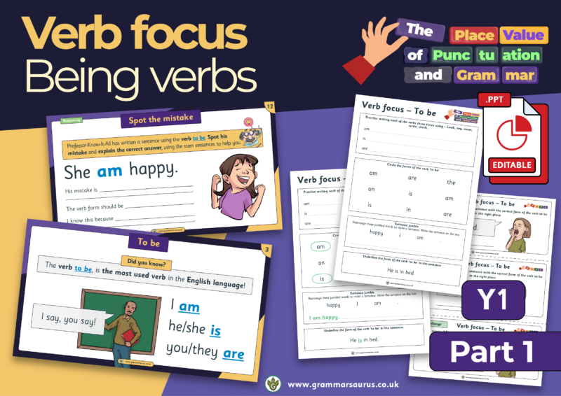 Year 1 The Place Value of Punctuation and Grammar – Verb focus - Being ...