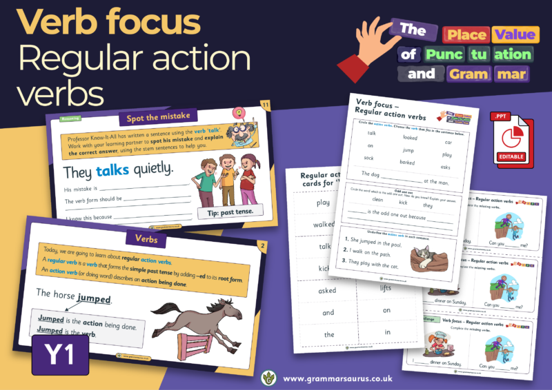 Year 1 The Place Value of Punctuation and Grammar – Verb focus ...