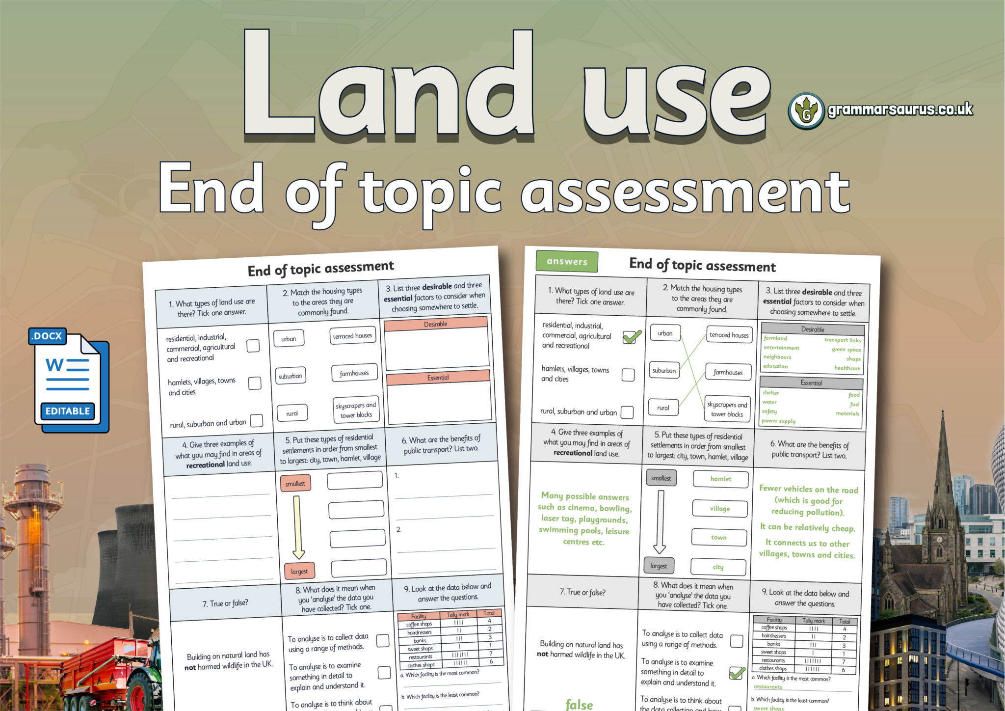 Year 3 Geography – Land use (Fieldwork unit) – End of topic assessment ...