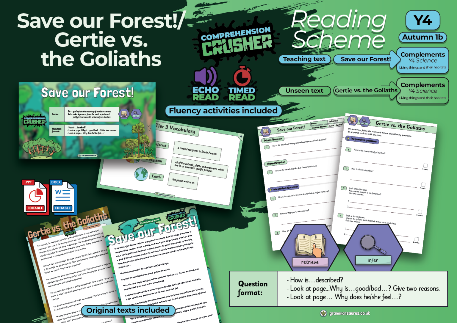 Year 4 Comprehension Crusher Reading Scheme - Autumn 1b - Save our ...