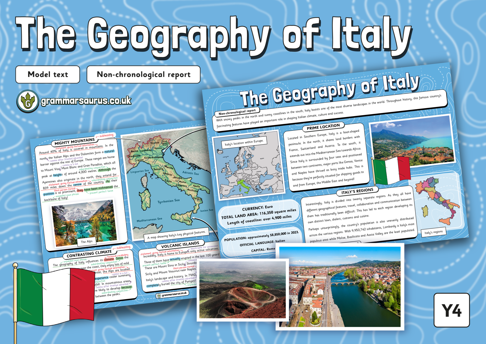 Year 4 Model Text – Non-chronological report – The Geography of Italy ...