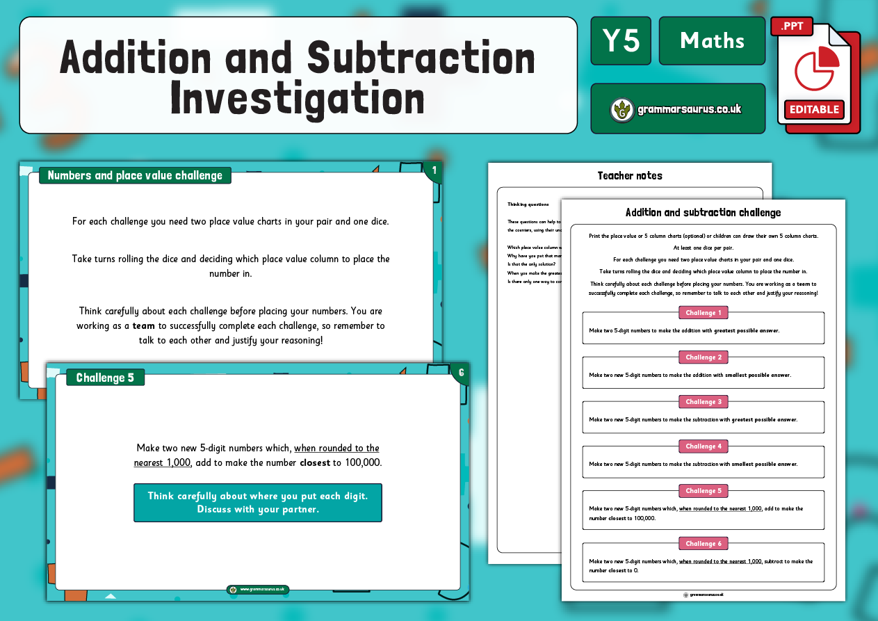 Year 5 Addition and Subtraction – Investigation - Grammarsaurus