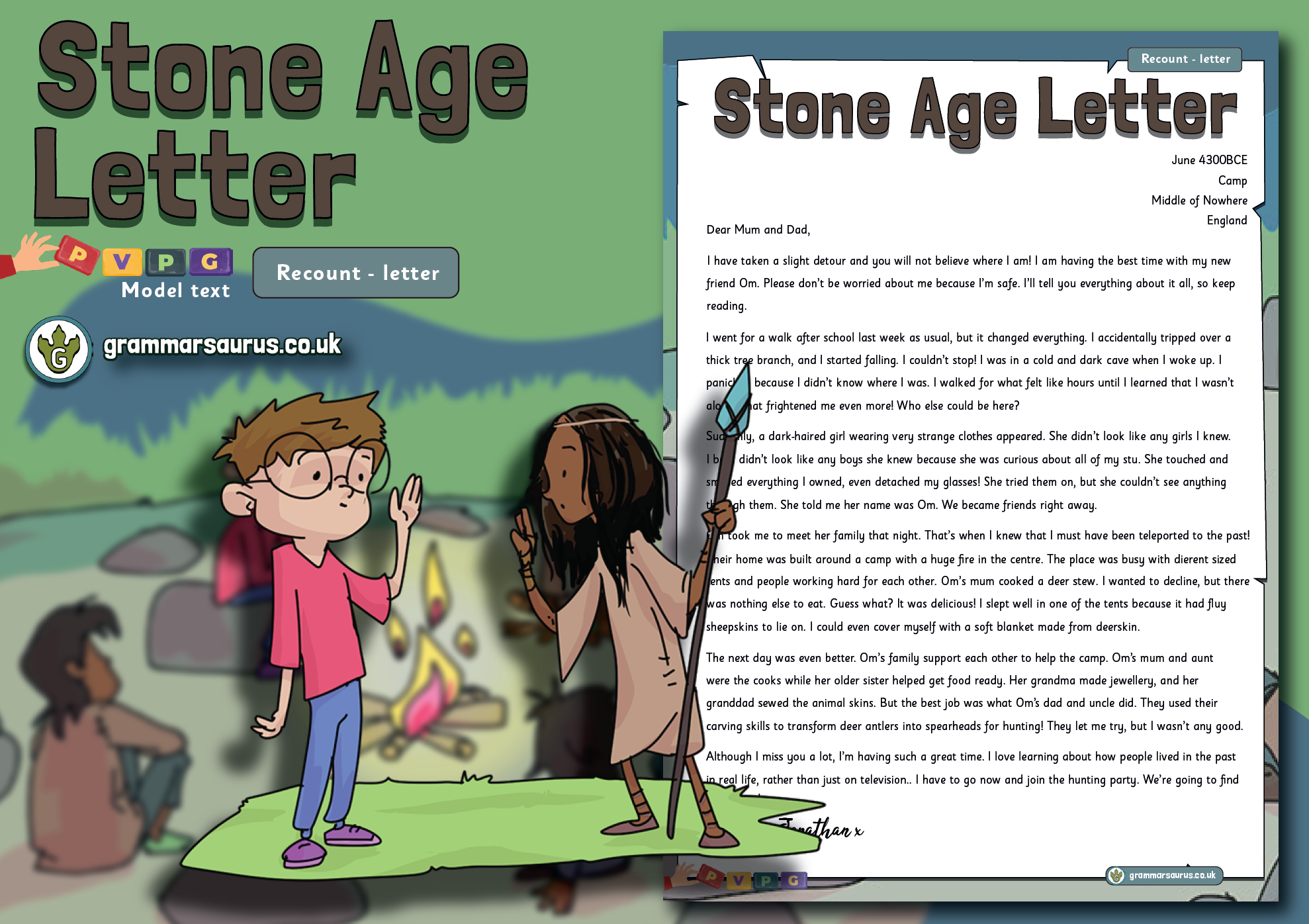 Year 3 PVPG Model Text – Recount - Letter – Stone Age Letter ...