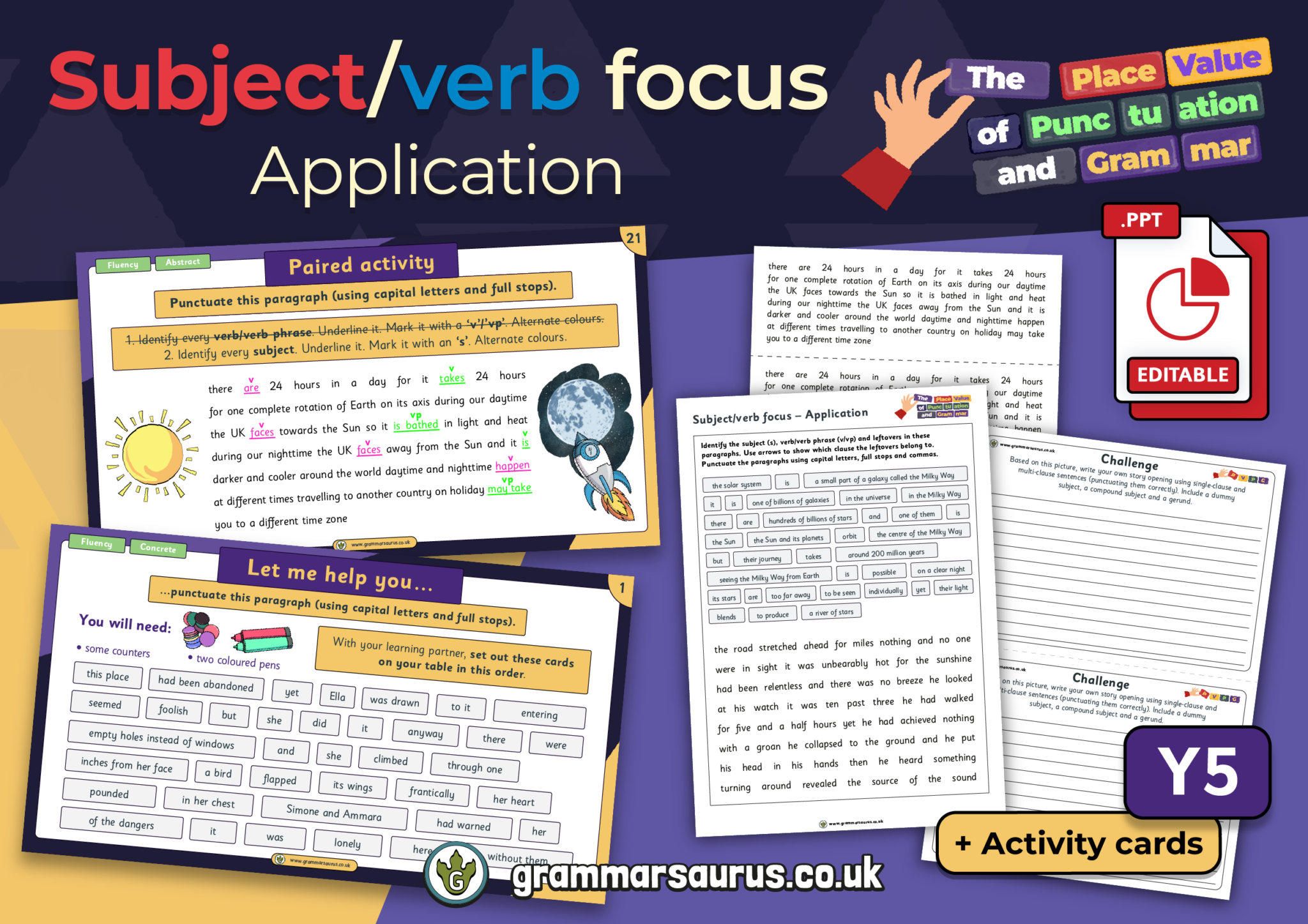 Year 5 Place Value of Punctuation and Grammar - Subject/verb focus ...