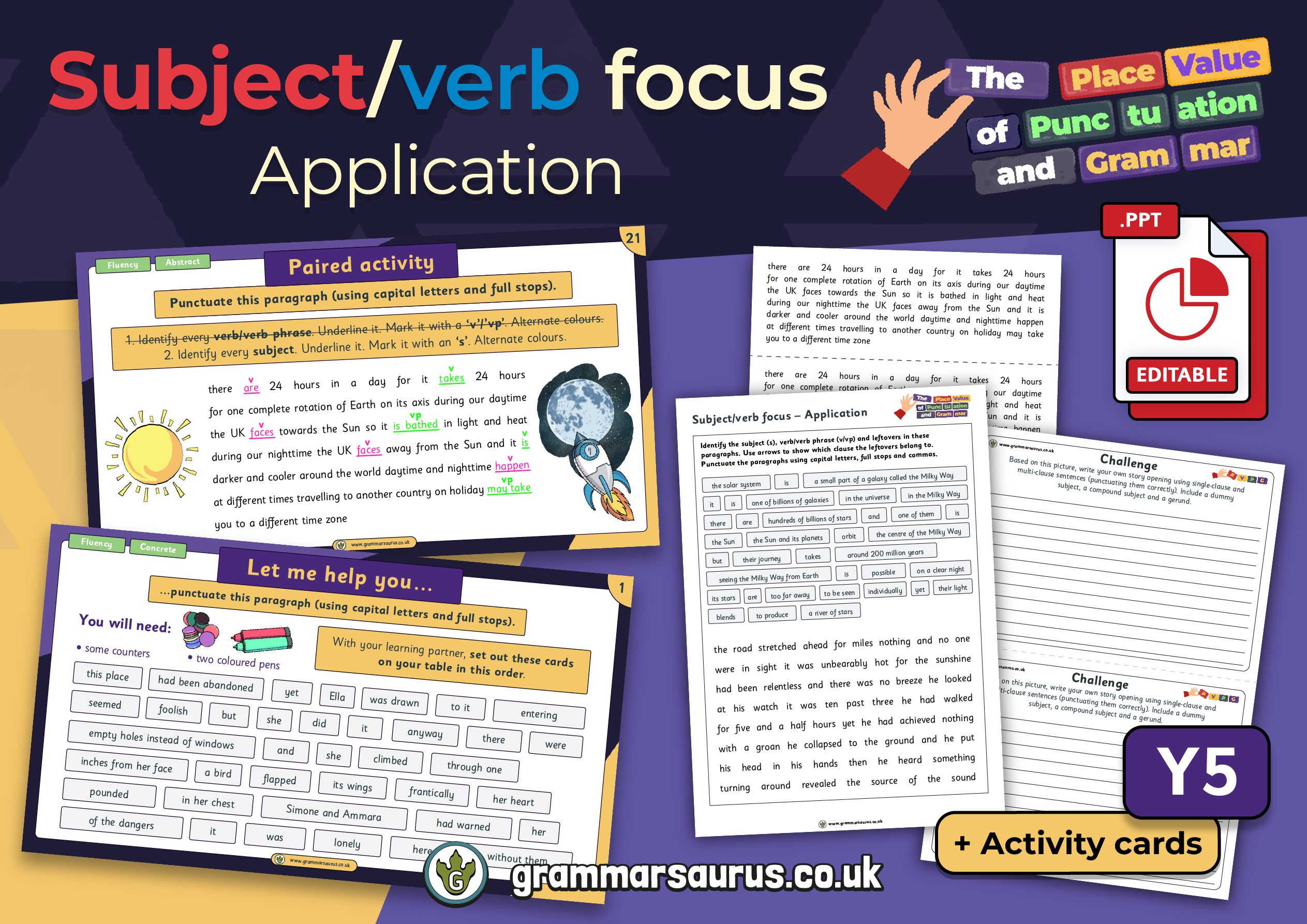 Year 5 Place Value of Punctuation and Grammar - Subject/verb focus ...