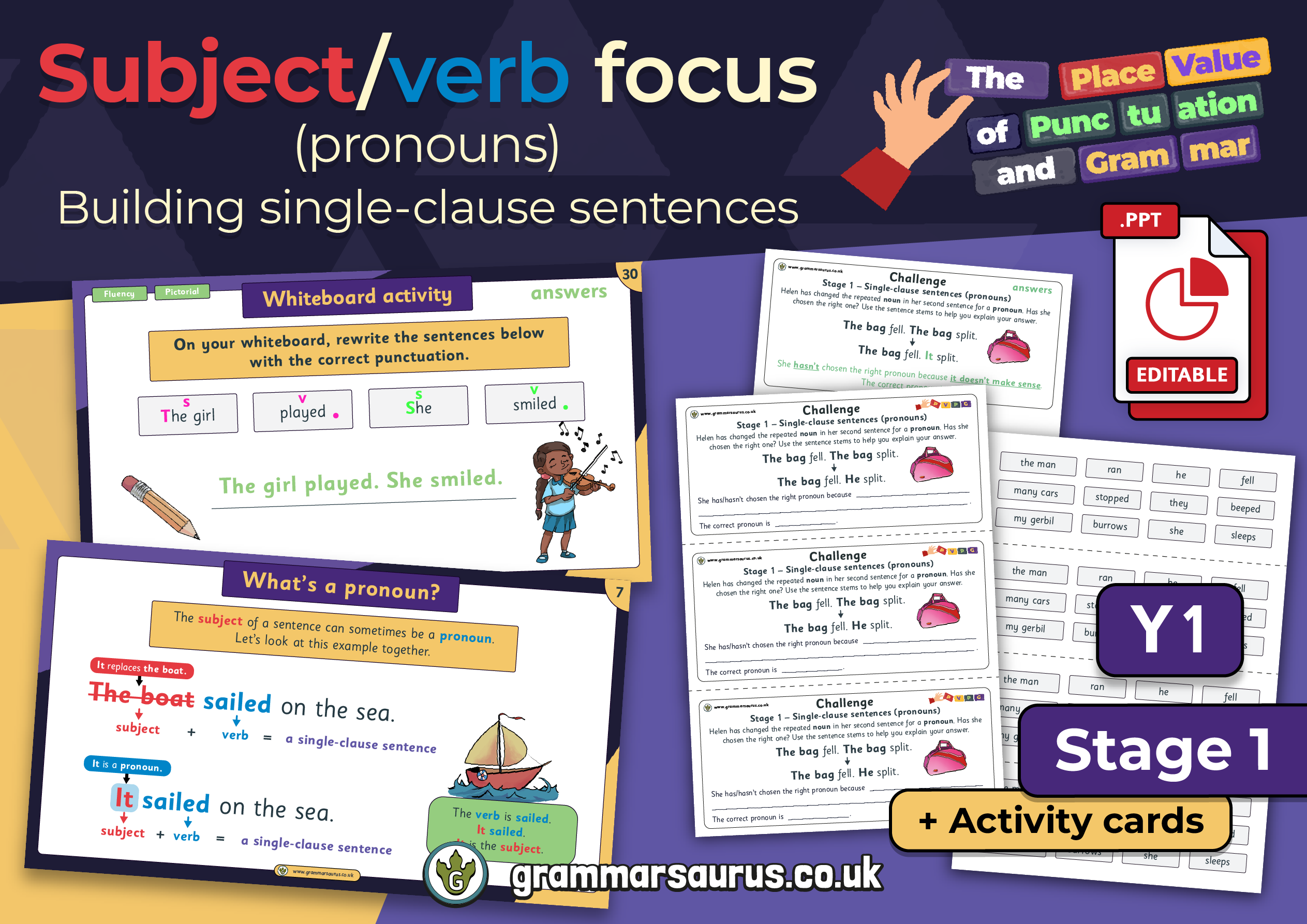 Year 1 The Place Value of Punctuation and Grammar – Verb focus ...