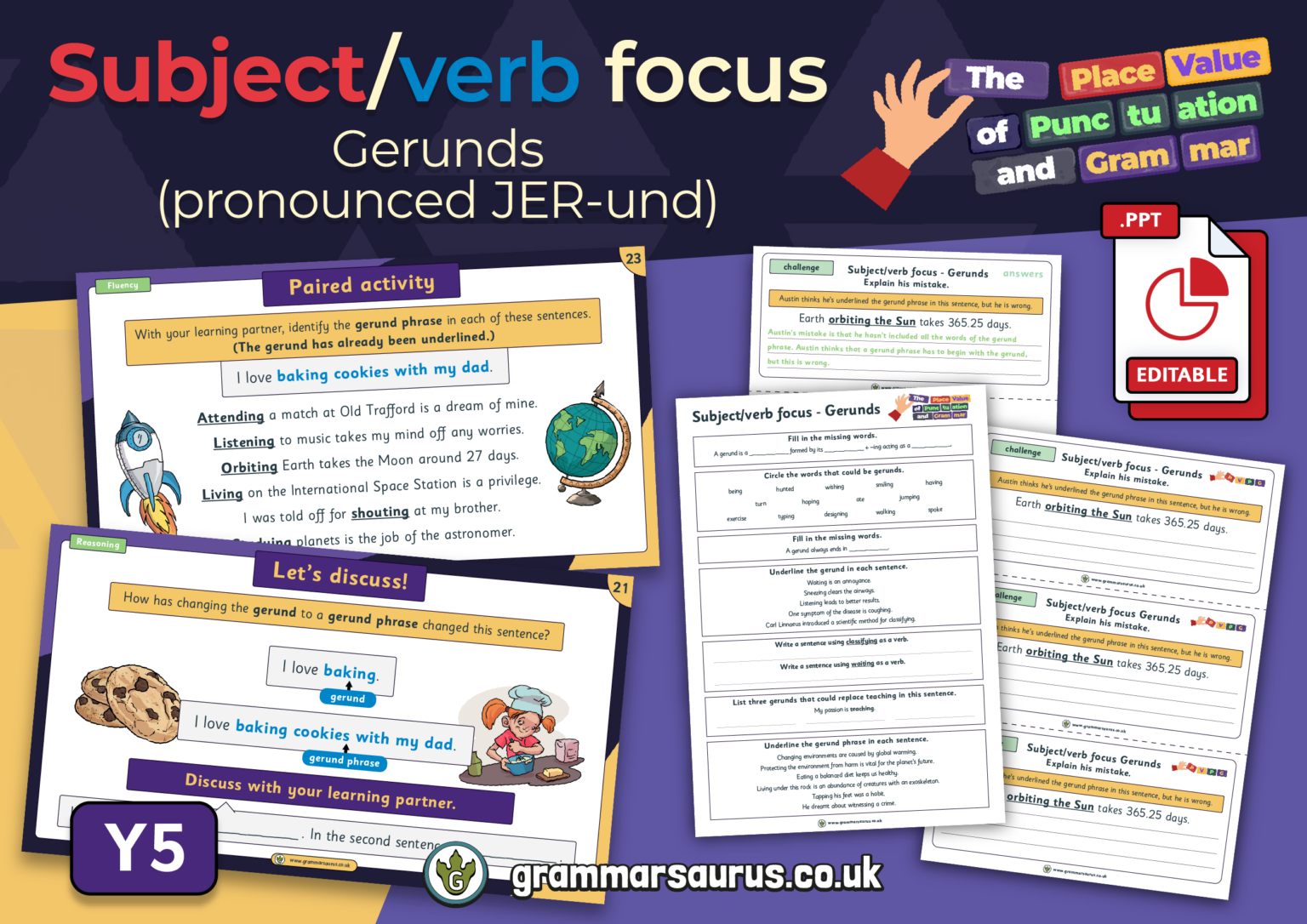 Year 5 Place Value of Punctuation and Grammar - Subject/verb focus ...