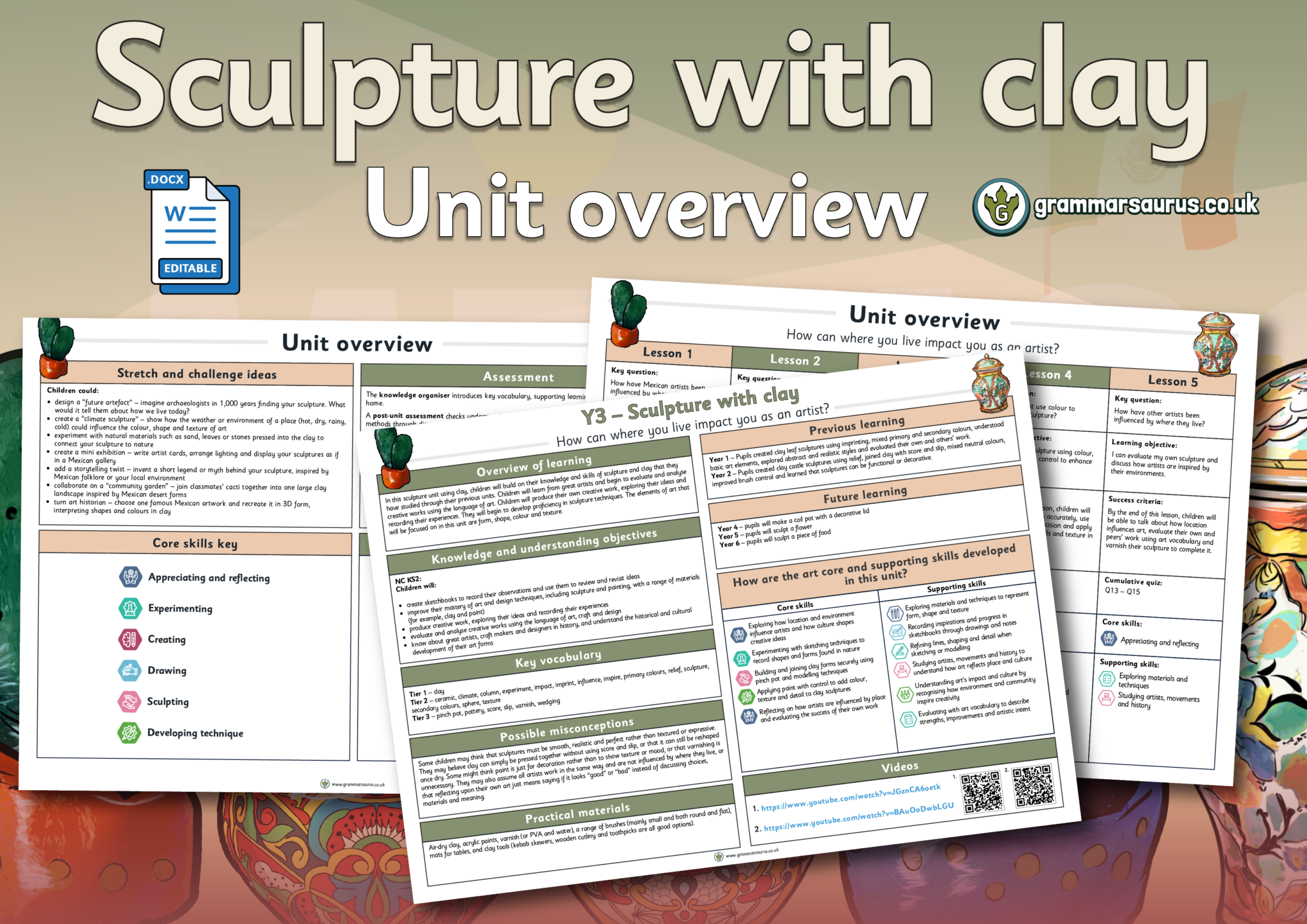 Year 3 Art - Sculpture - Unit Overview - Grammarsaurus