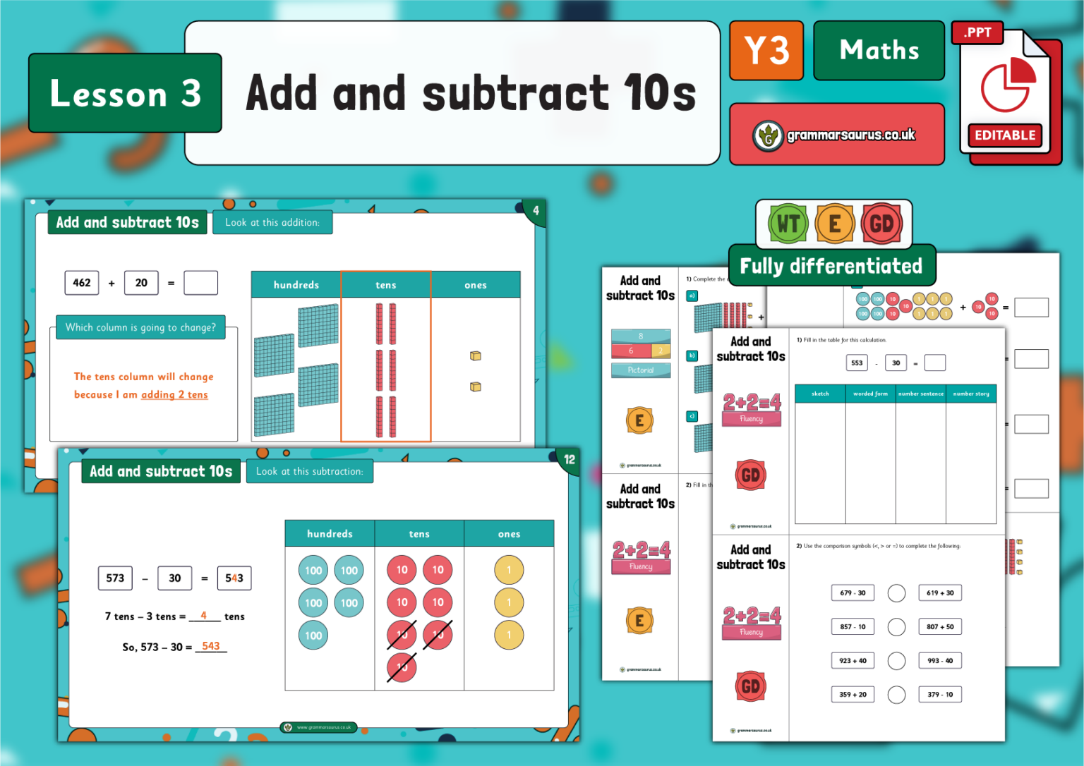 Year 3 Addition and Subtraction - Add and Subtract 10s - Lesson 3 ...