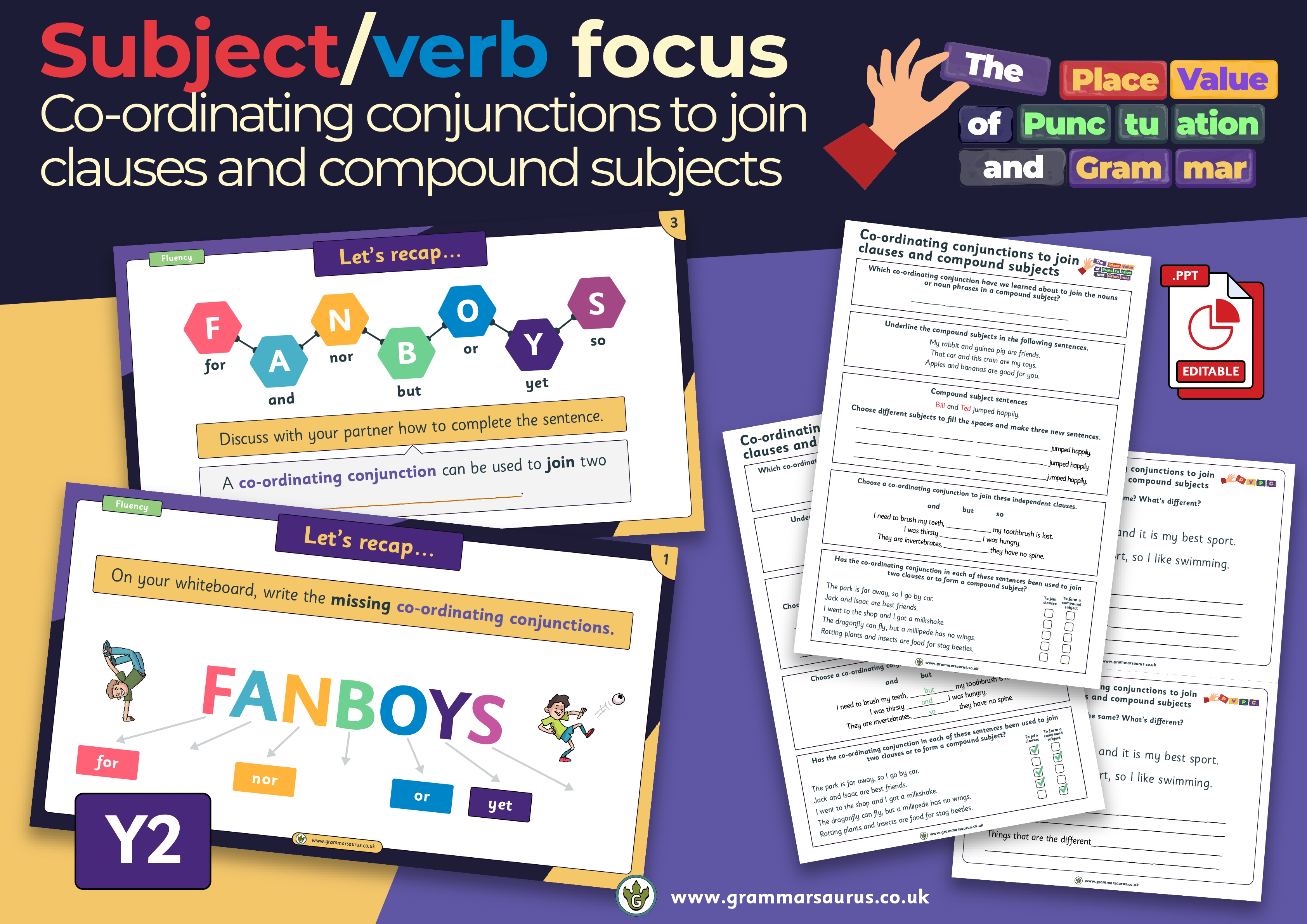 Year 2 Place Value of Punctuation and Grammar - Subject/verb focus - Co ...