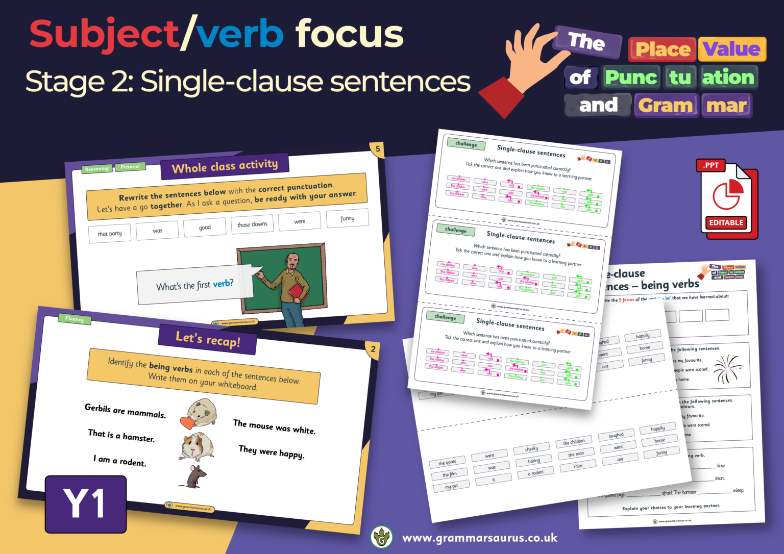 Year 1 Place Value of Punctuation and Grammar - Building single-clause ...