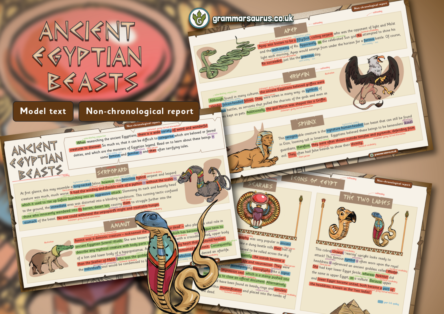 Year 5 Model Text – Non-chronological report – Ancient Egyptian beasts ...