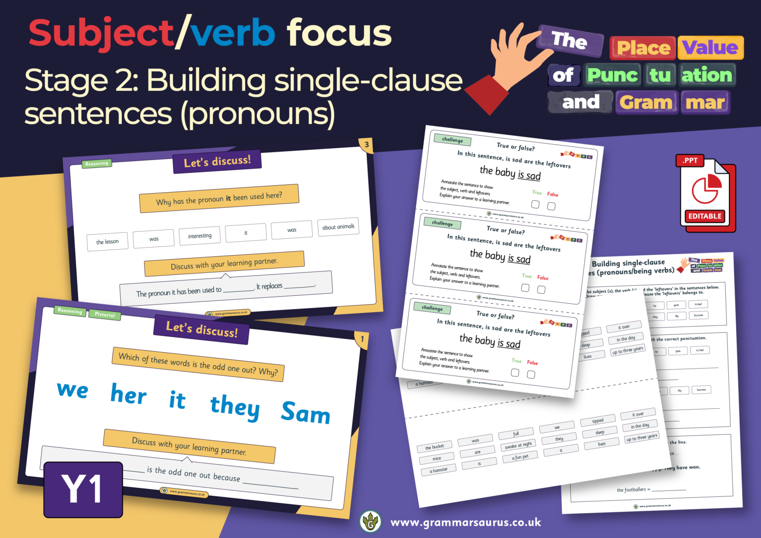 Year 1 Place Value of Punctuation and Grammar - Building single-clause ...