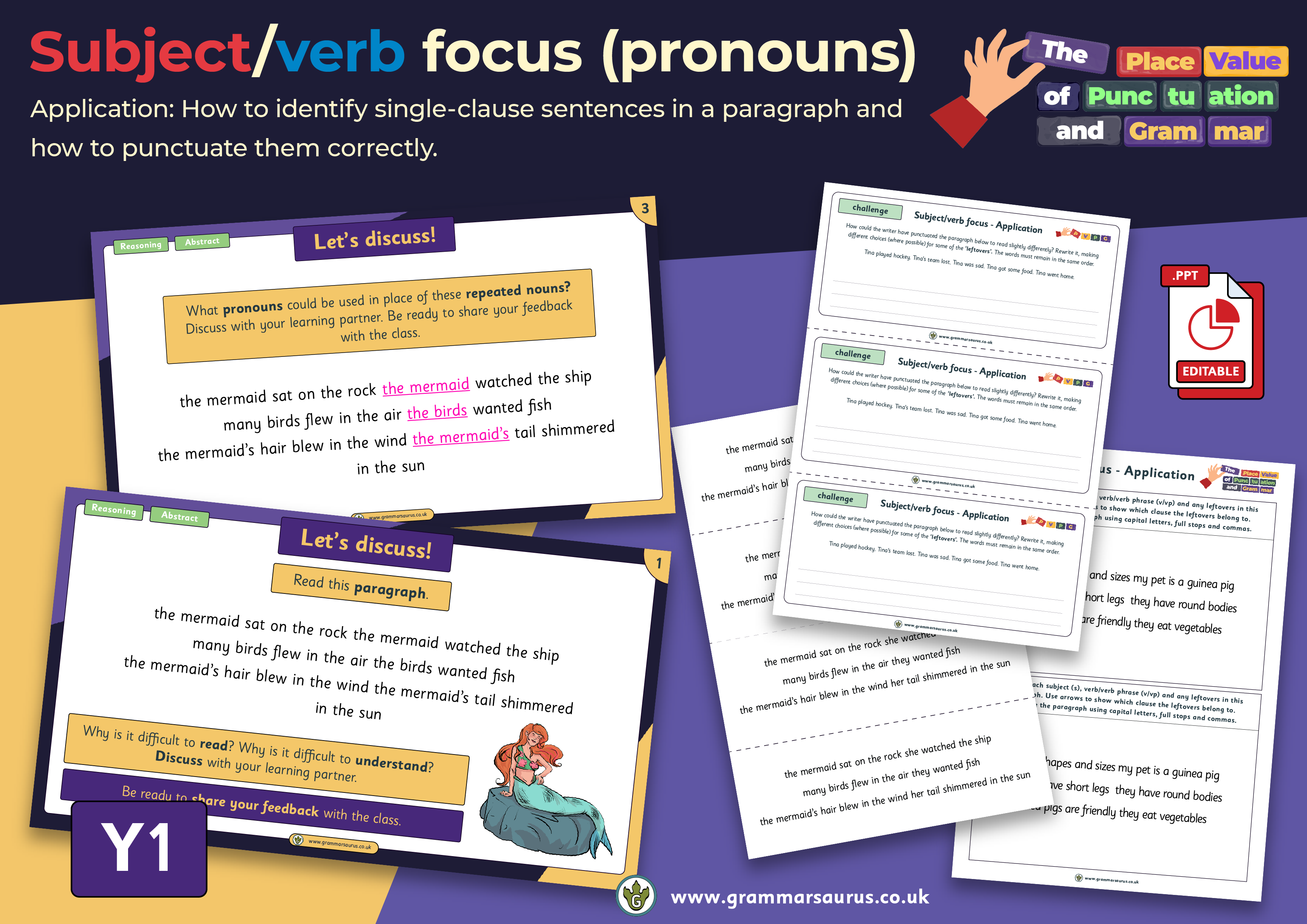 Year 1 Place Value of Punctuation and Grammar - Subject/verb focus ...