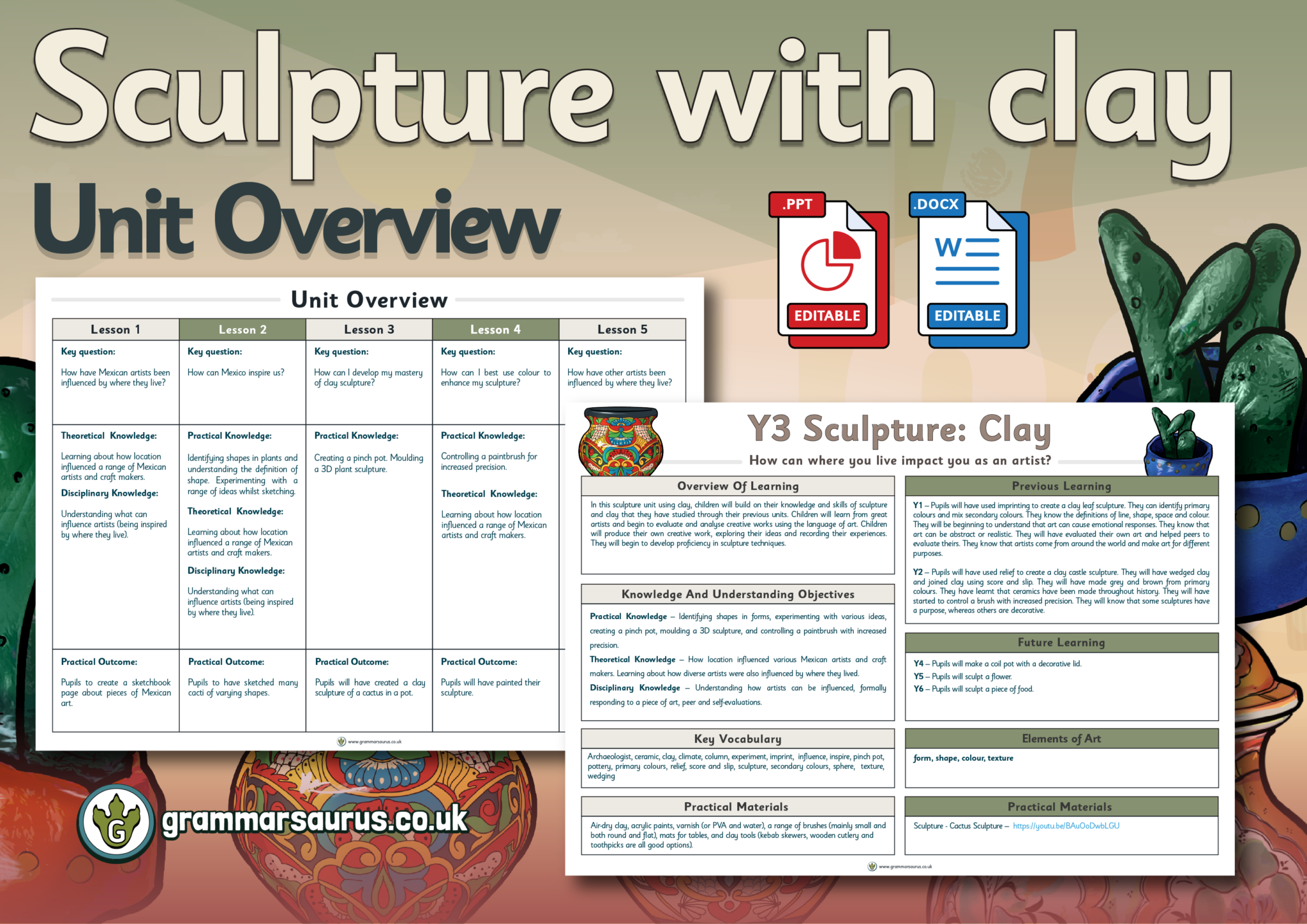 Year 3 Art - Sculpture - Unit Overview - Grammarsaurus