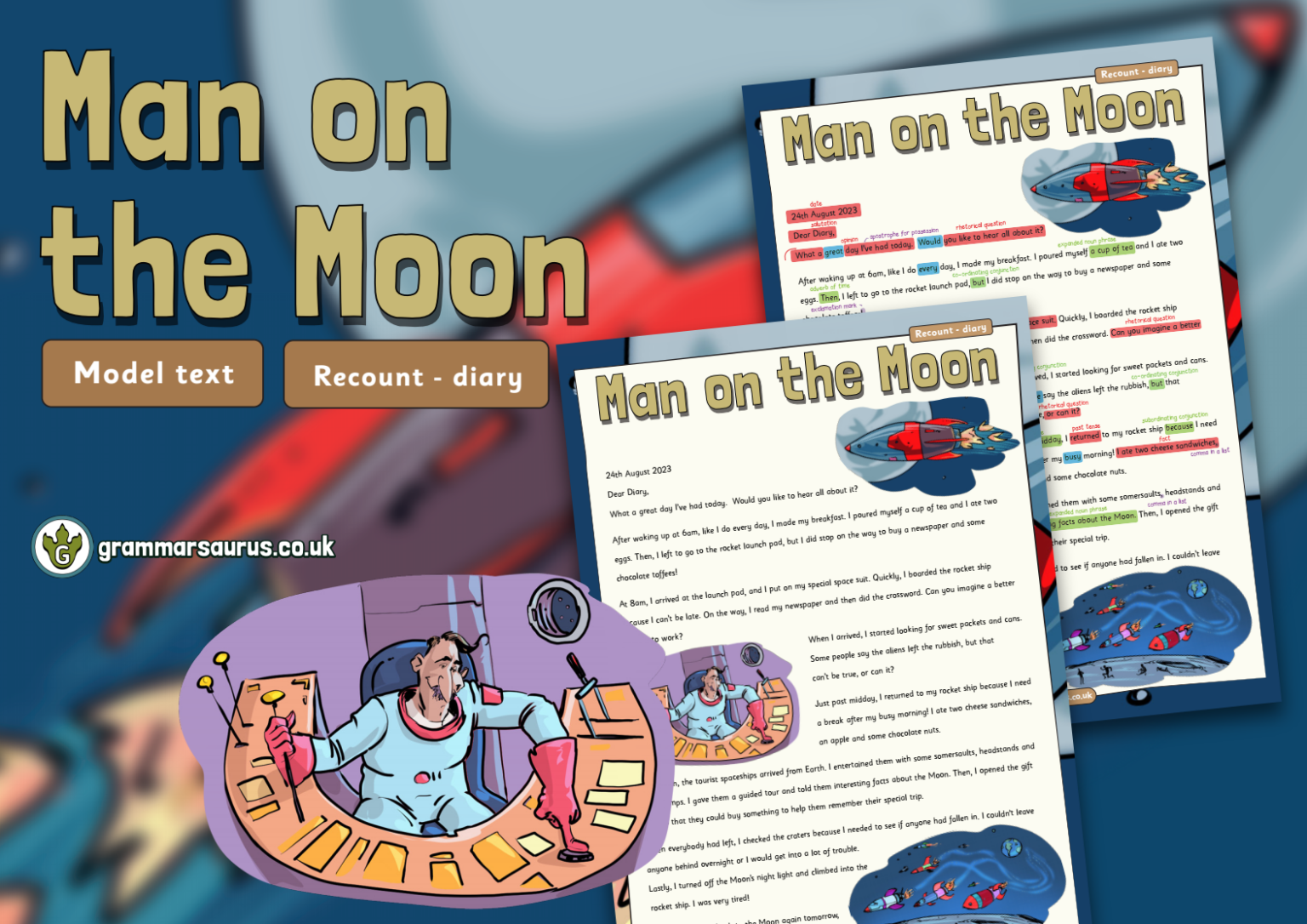 Year 2 Model Text – Recount – Diary - Man on the Moon - Grammarsaurus
