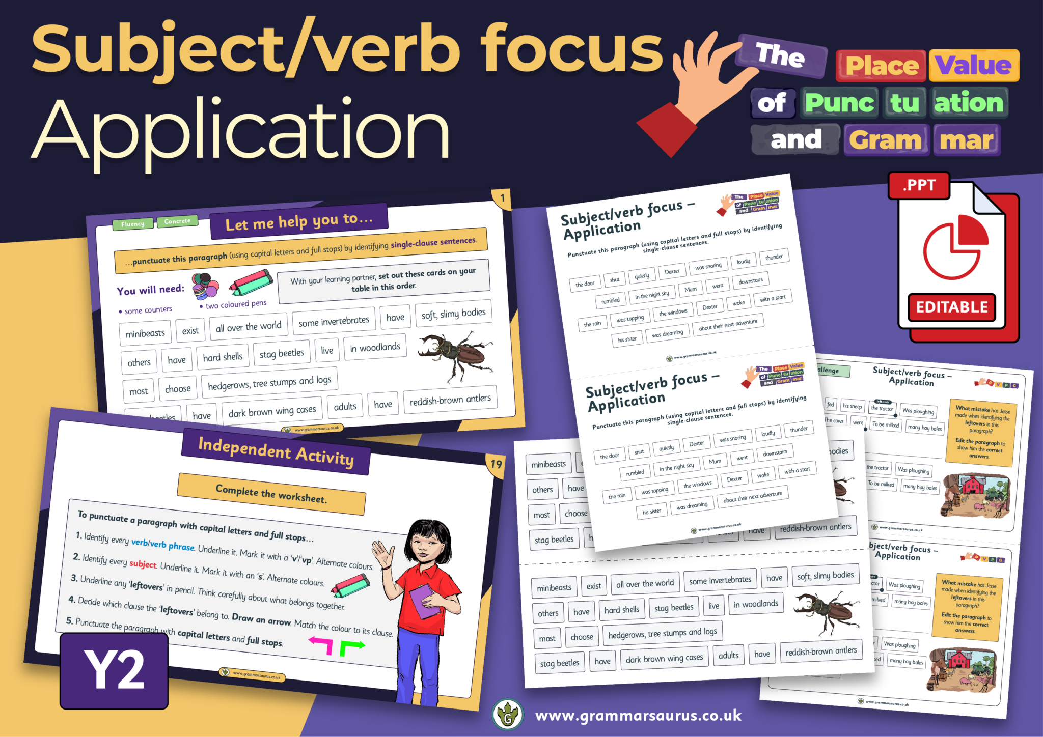 Year 2 Place Value of Punctuation and grammar - Subject/verb focus ...
