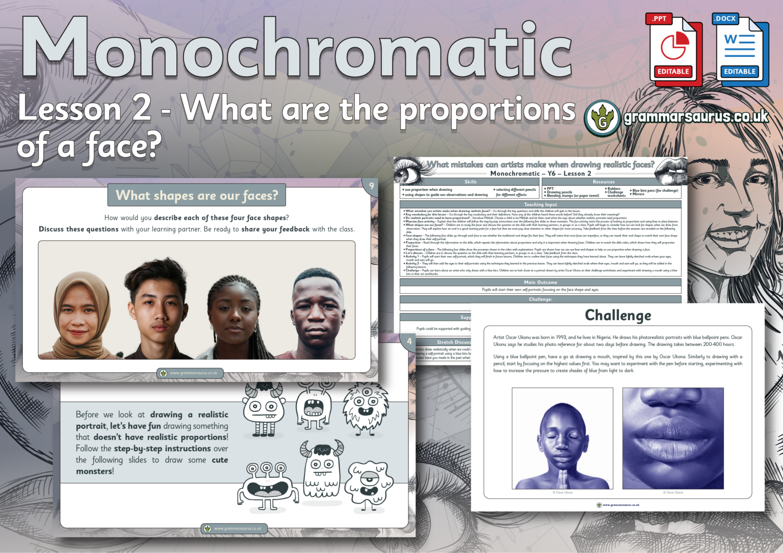 Year 6 Art – Monochromatic – What are the proportions of a face? Lesson ...