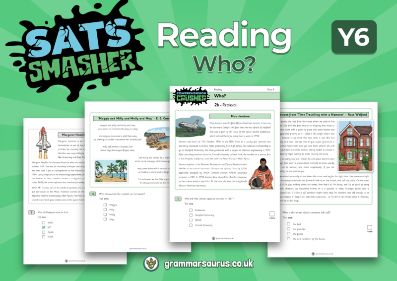 Y6 SATS Smasher (Reading) : Who? - Grammarsaurus